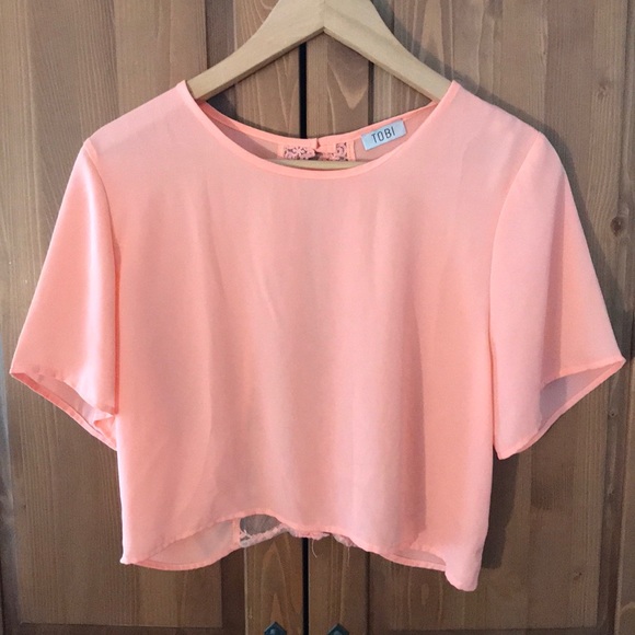 Tobi | Tops | Peach Colored Open Back Crop Top | Poshmark